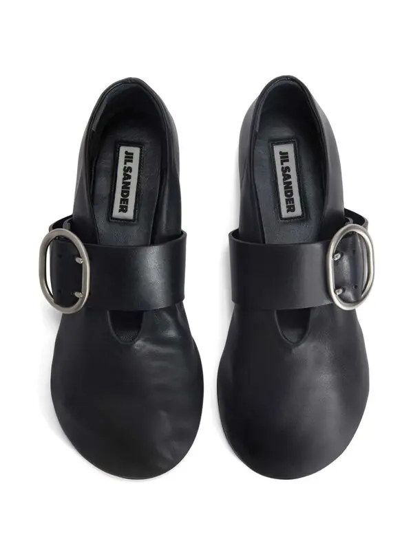 JIL SANDER Leather Ballerina Shoes - Black