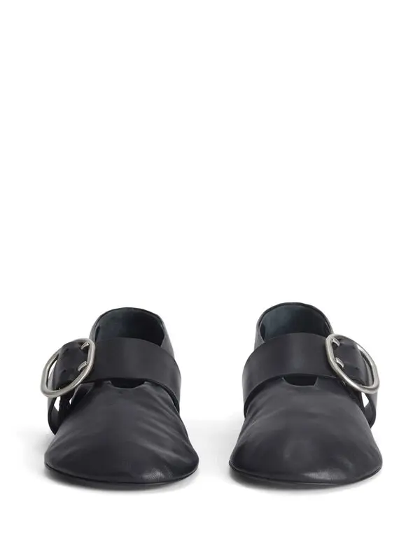 JIL SANDER Leather Ballerina Shoes - Black