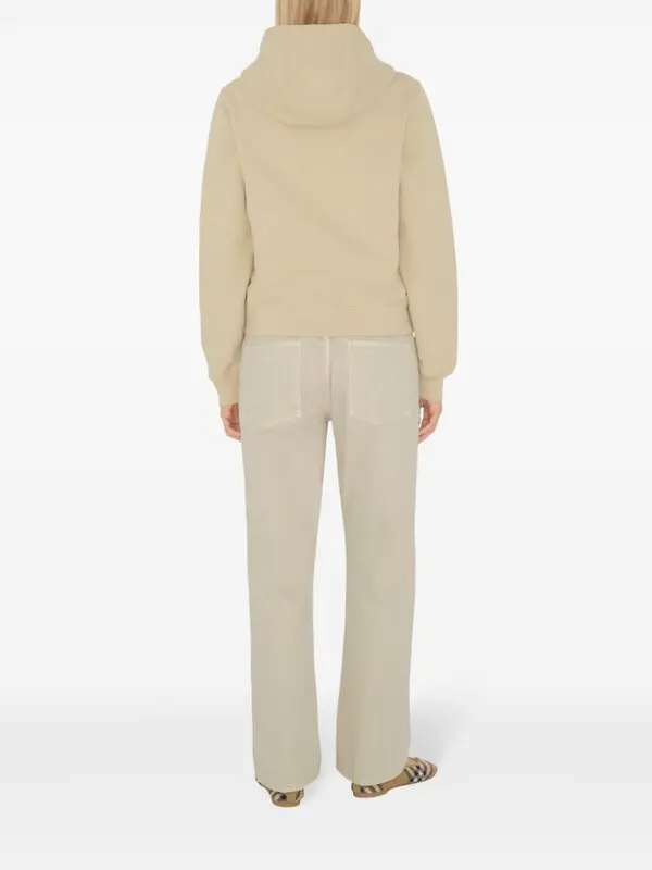 Burberry Check Label Zip-up Hoodie - Neutrals