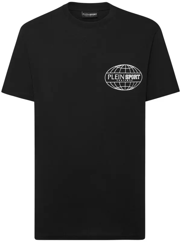 PLEIN SPORT Short Sleeve Cotton T-shirt With Logo Print