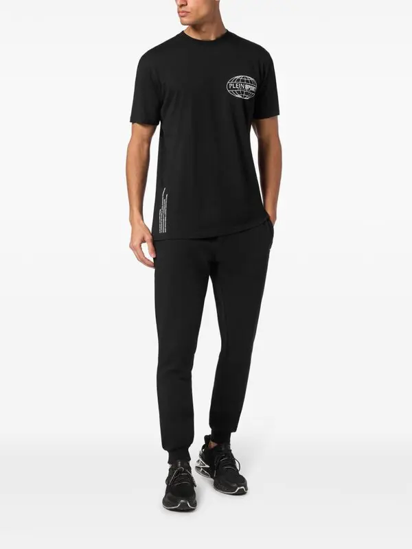PLEIN SPORT Short Sleeve Cotton T-shirt With Logo Print