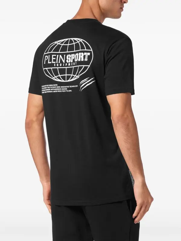 PLEIN SPORT Short Sleeve Cotton T-shirt With Logo Print