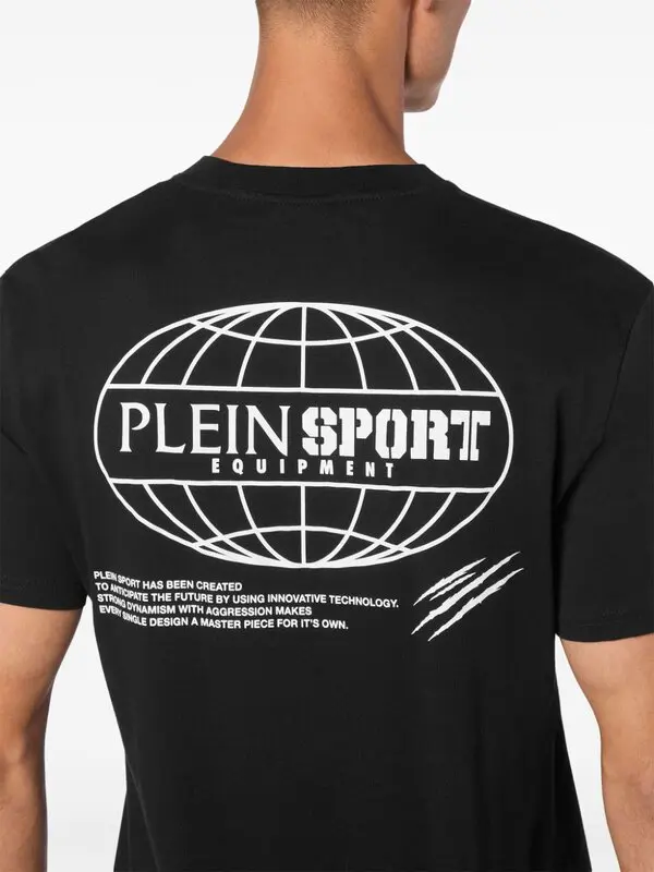 PLEIN SPORT Short Sleeve Cotton T-shirt With Logo Print