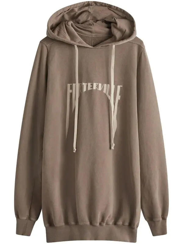 Rick Owens Logo-embroidered Hoodie - Brown