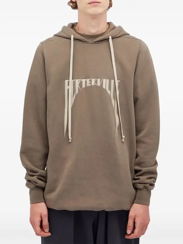 Rick Owens Logo-embroidered Hoodie - Brown