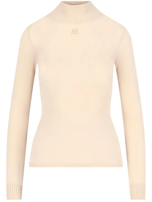 COURREGES Logo-patch Roll-neck Top - Pink