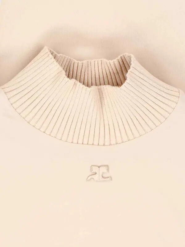 COURREGES Logo-patch Roll-neck Top - Pink