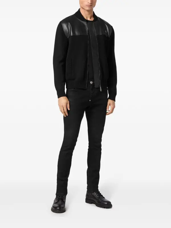 Philipp Plein Skull Embroidery Bomber Jacket - Black