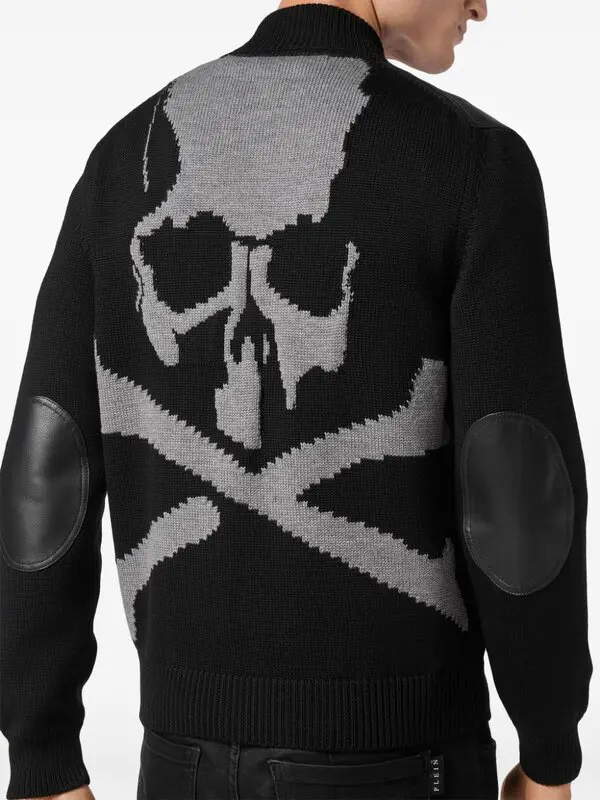 Philipp Plein Skull Embroidery Bomber Jacket - Black