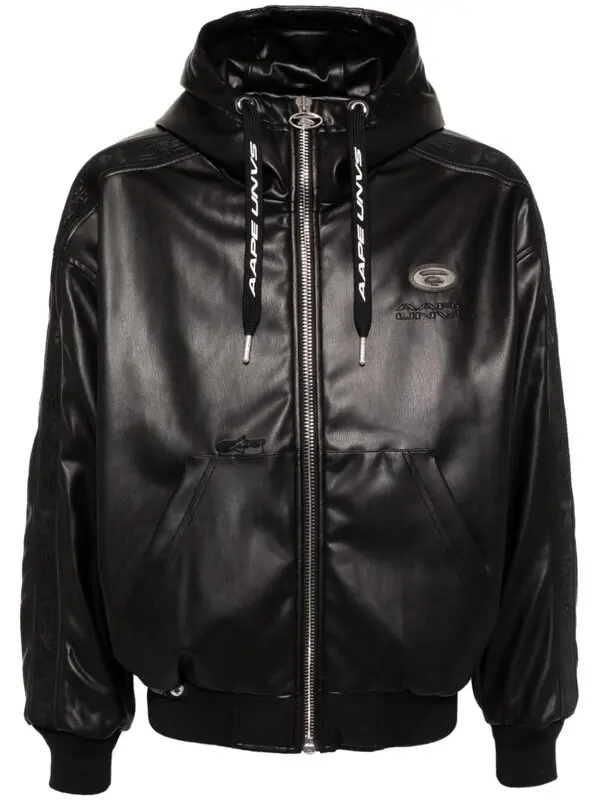 AAPE BY *A BATHING APE® Faux-leather Hooded Jacket