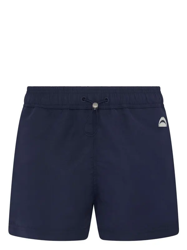 LET'S SWIM Shark-appliqué Swim Shorts - Blue