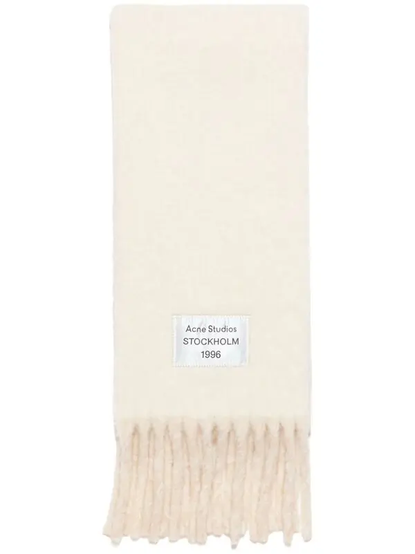 Acne Studios Logo-patch Fringed Scarf - White