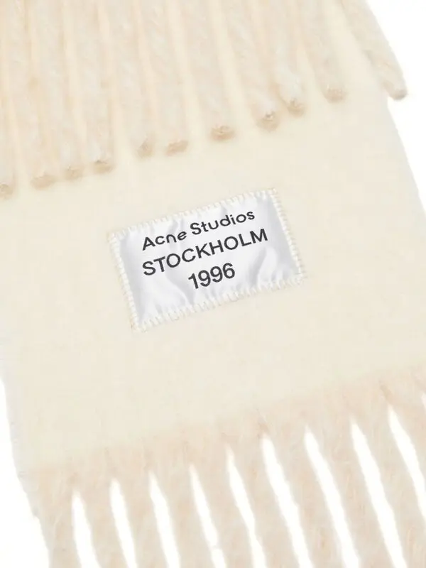 Acne Studios Logo-patch Fringed Scarf - White