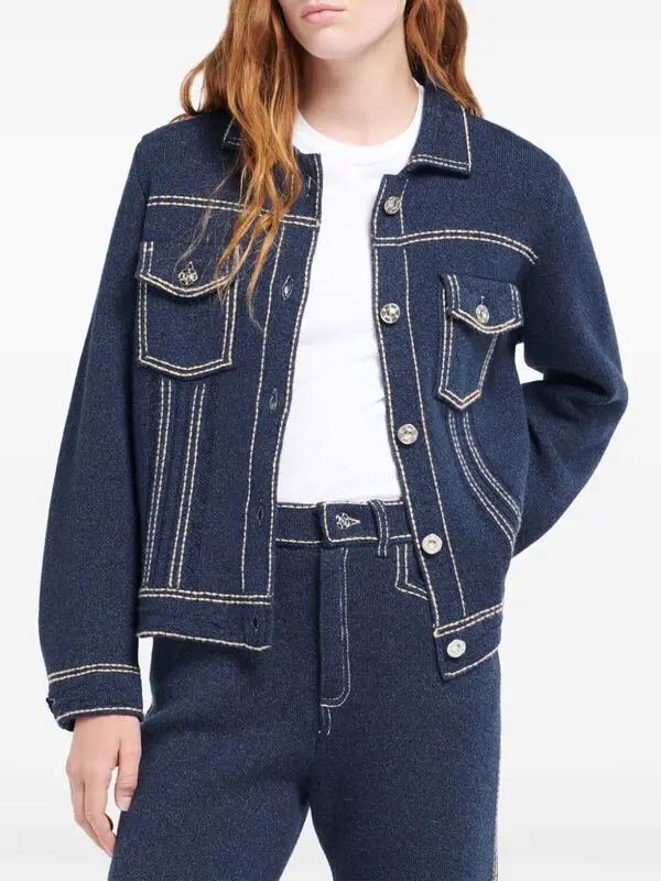 BARRIE Contrast-stitching Denim-effect Jacket - Blue