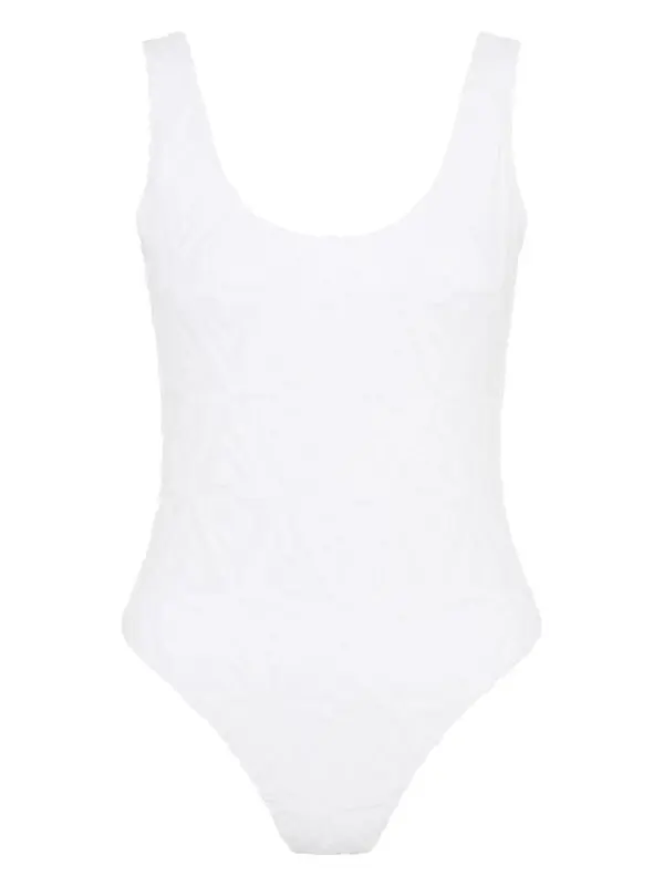 LET'S SWIM Jacquard Towelling Swimsuit - White