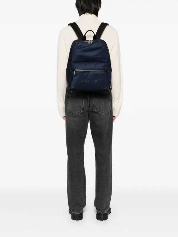 Bally Bar Backpack In Navy Nylon And Leather In Blue - 38% Off