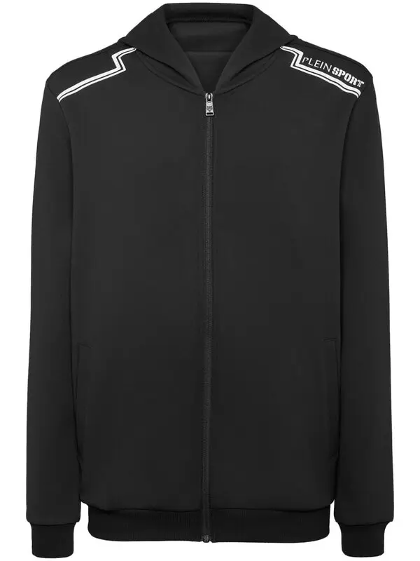 PLEIN SPORT Zip-up Hoodie With Contrast Trim - Black