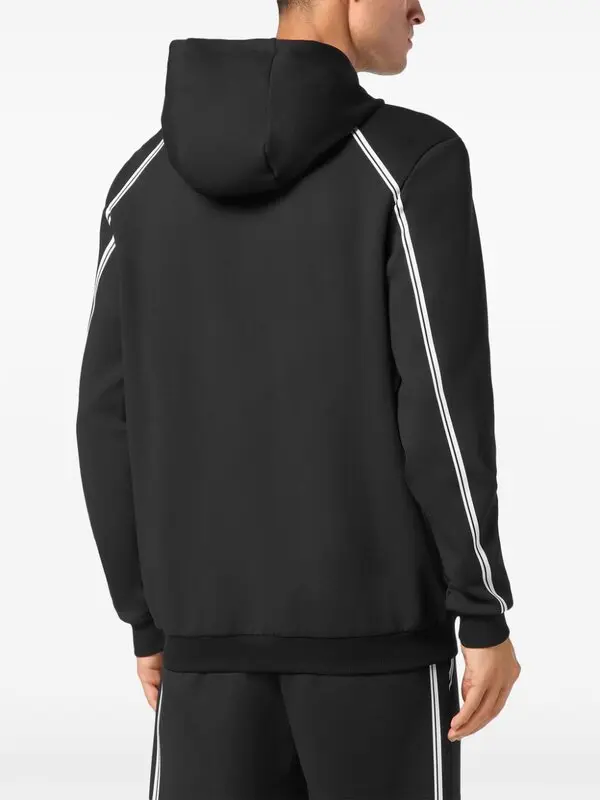 PLEIN SPORT Zip-up Hoodie With Contrast Trim - Black