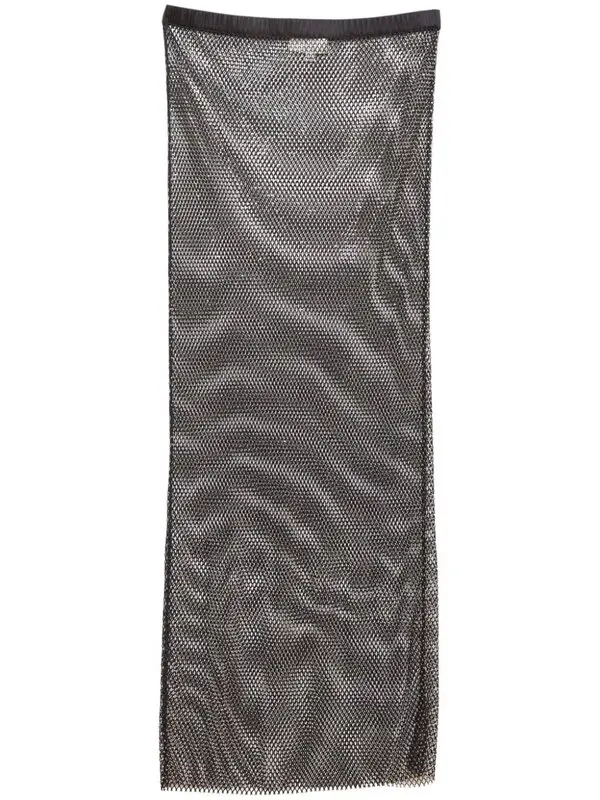 FLEUR DU MAL Embellished Fishnet Maxi Skirt