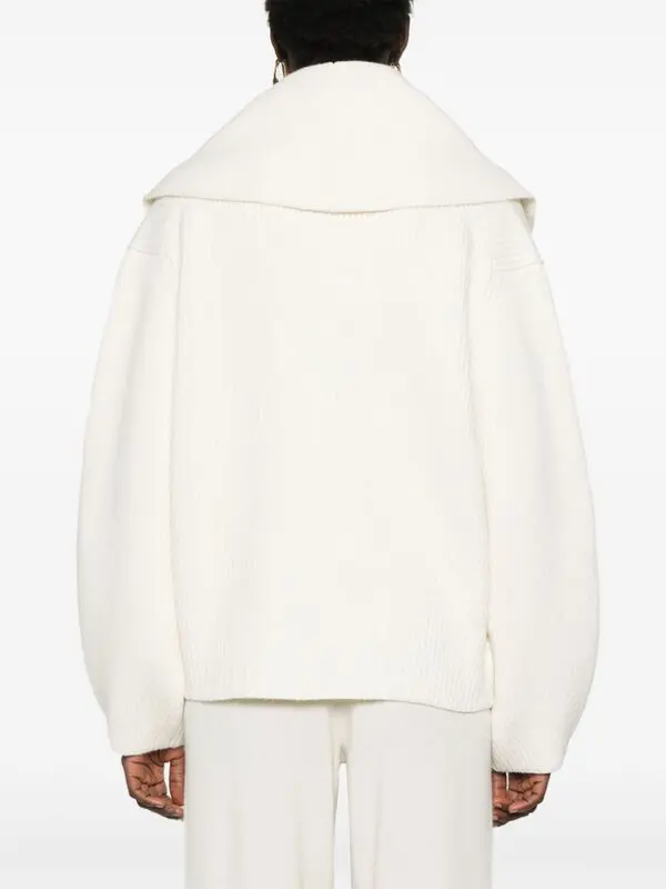 TOTEME Shawl Lapel Ribbed Knit Cardigan - Neutrals