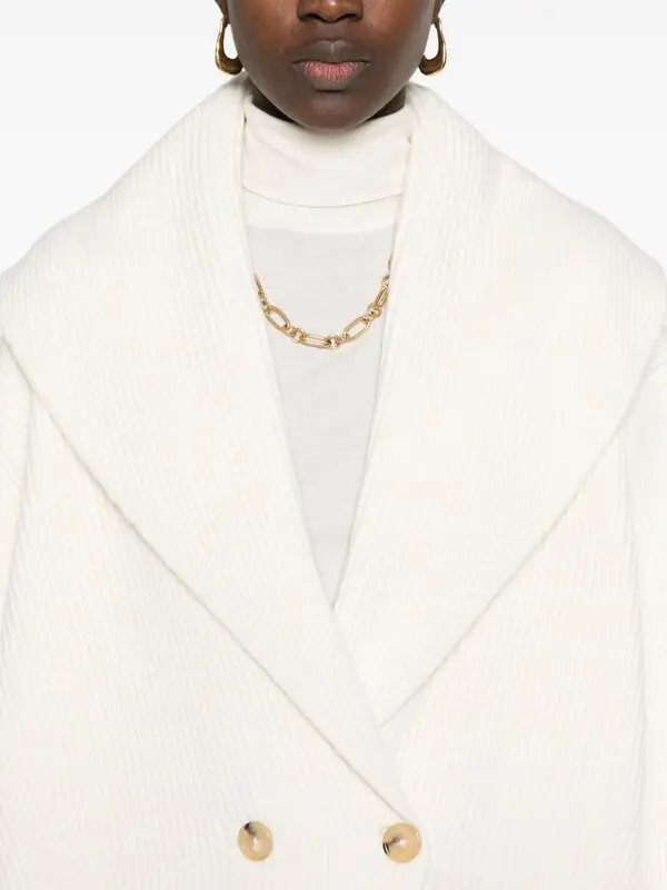 TOTEME Shawl Lapel Ribbed Knit Cardigan - Neutrals