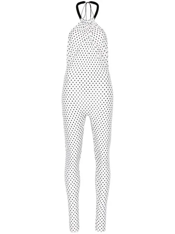 ATU BODY COUTURE Polka Dot Print Jumpsuit - White