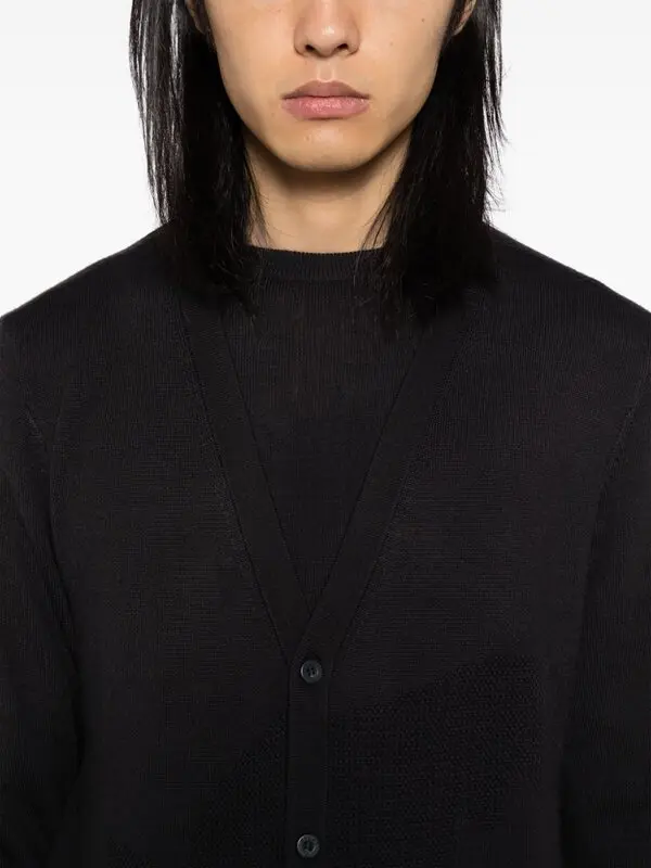 AGNES B. Jacquard Cardigan - Black