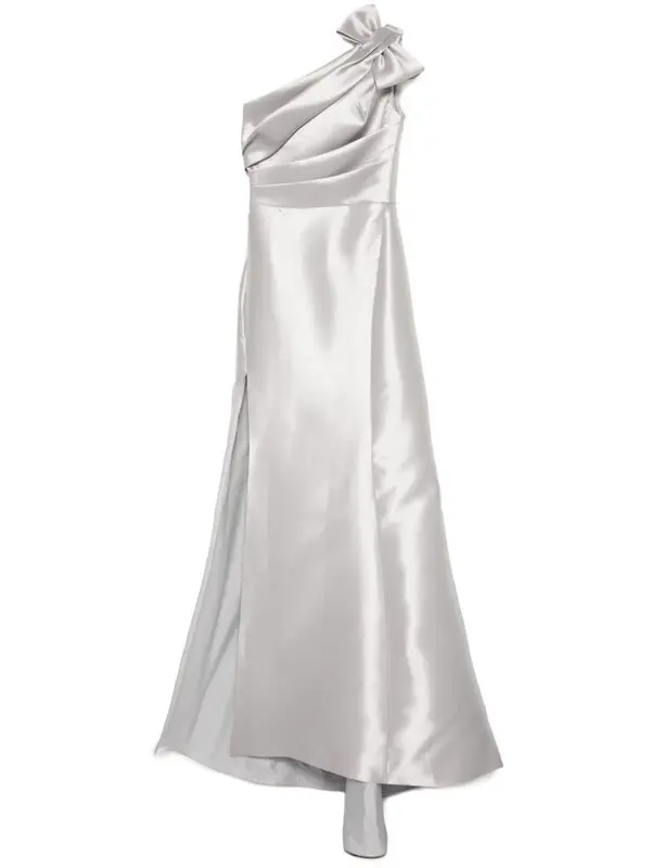 Amsale Mikado Draped Bodice Gown - Grey