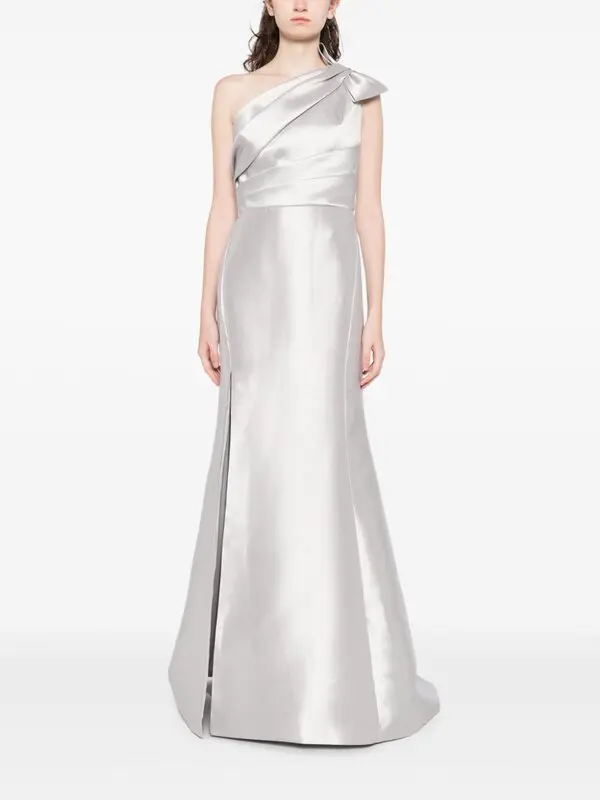 Amsale Mikado Draped Bodice Gown - Grey
