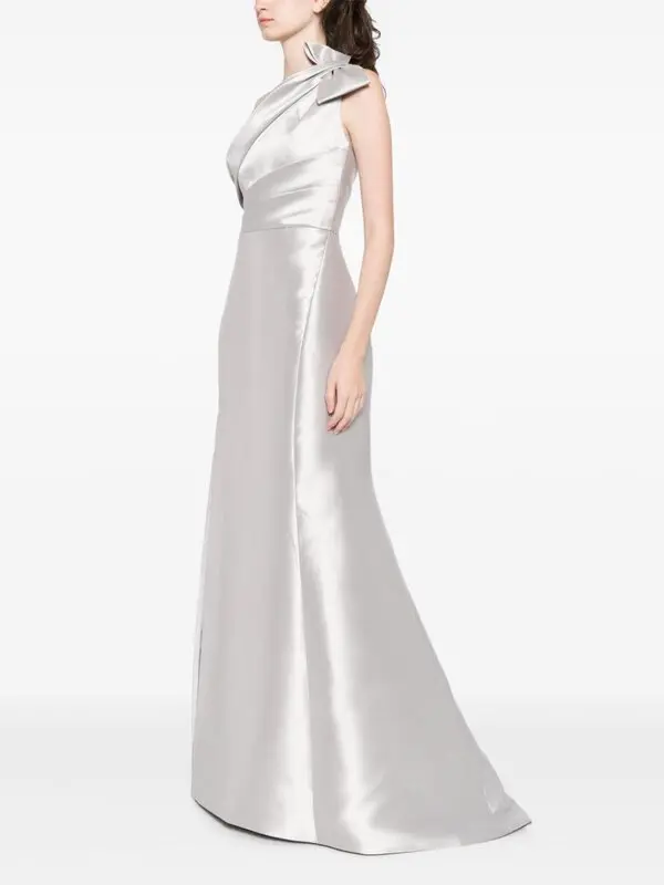 Amsale Mikado Draped Bodice Gown - Grey