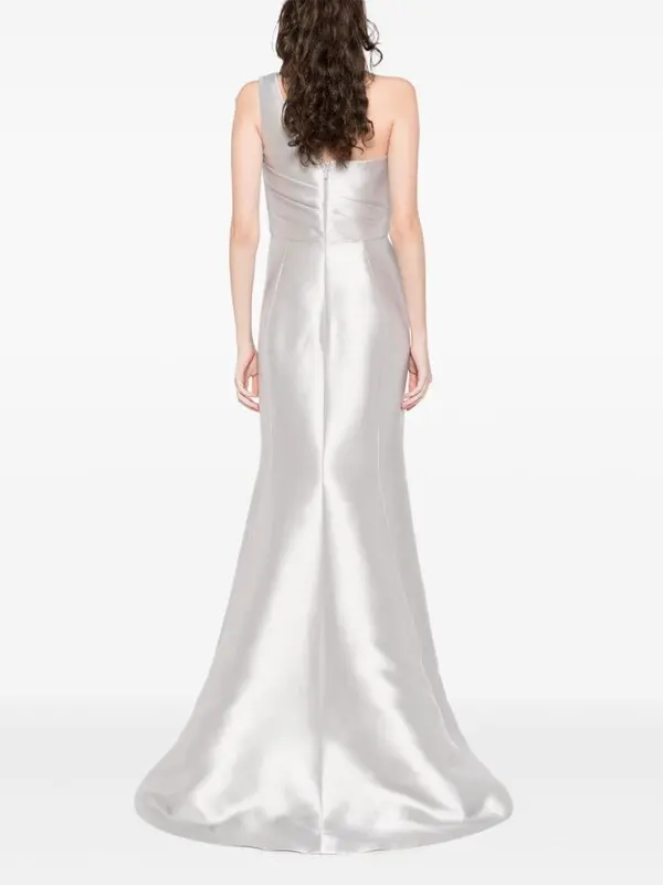 Amsale Mikado Draped Bodice Gown - Grey