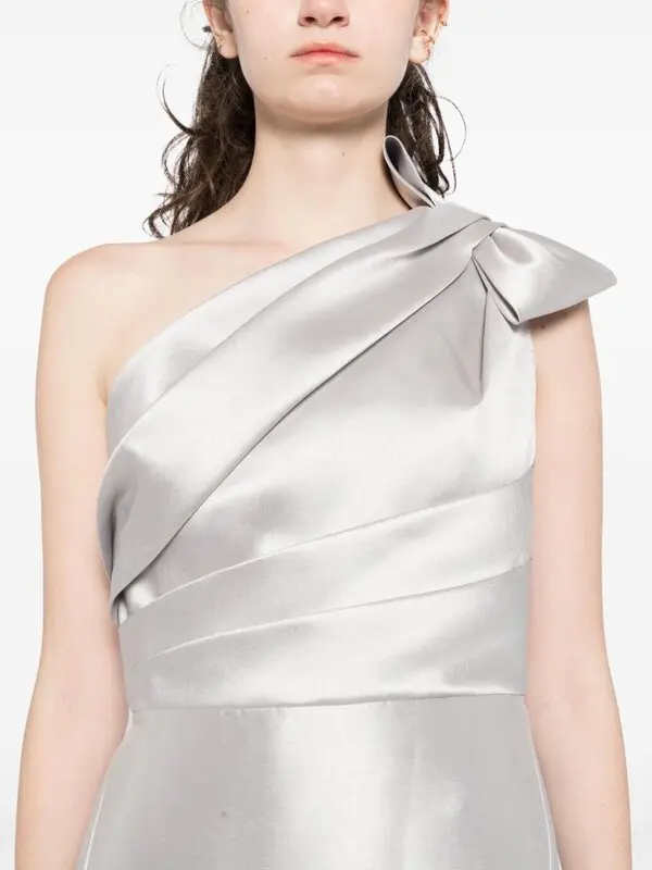 Amsale Mikado Draped Bodice Gown - Grey