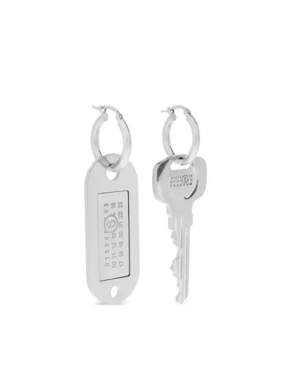 MAISON MARGIELA Tag And Key Earrings - Silver