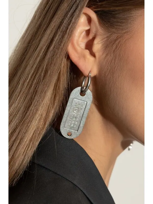 Maison Margiela Tag And Key Earrings - Silver | Editorialist