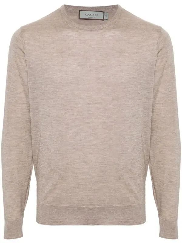 Canali Fine-knit Wool-cashmere Sweater - Brown
