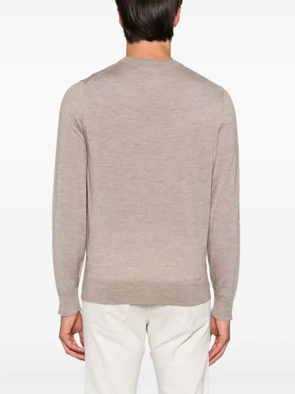 Canali Fine-knit Wool-cashmere Sweater - Brown