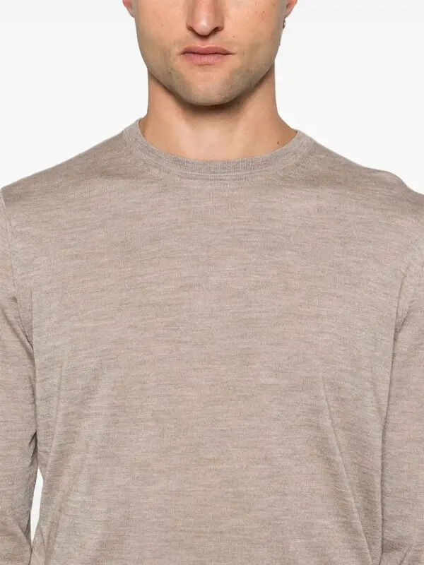 Canali Fine-knit Wool-cashmere Sweater - Brown