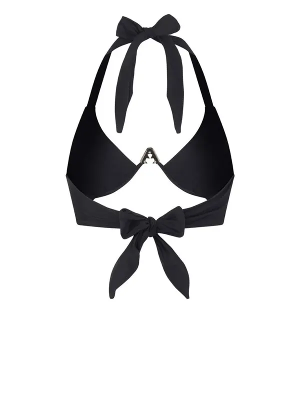 LET'S SWIM Shark Logo Bikini Top - Black