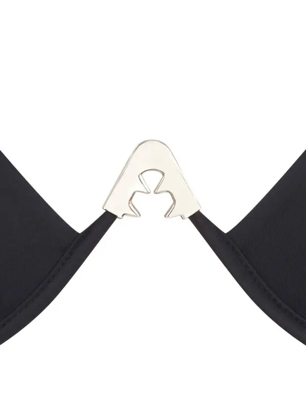 LET'S SWIM Shark Logo Bikini Top - Black