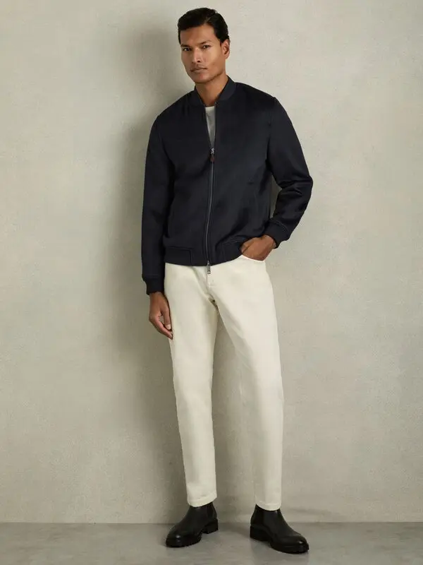 REISS Harlan Brushed Wool-blend Bomber Jacket