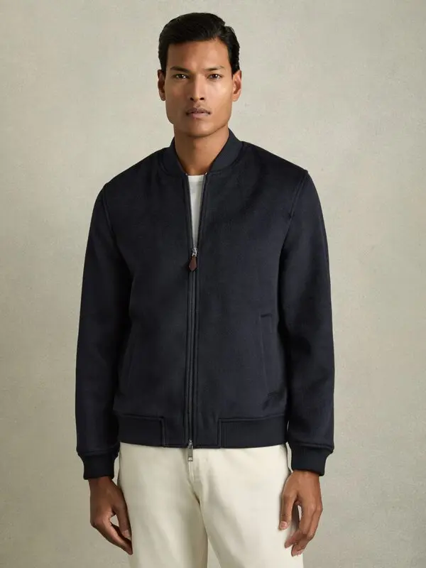 REISS Harlan Brushed Wool-blend Bomber Jacket