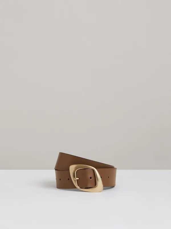 REISS Christa Leather Belt - Taupe