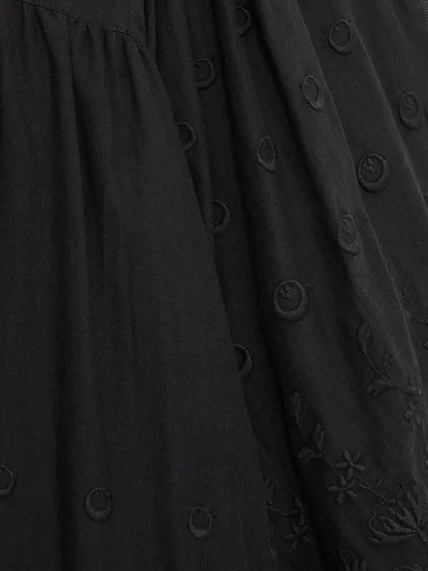 Mille Cotton Puff Sleeve Mini Dress - Black