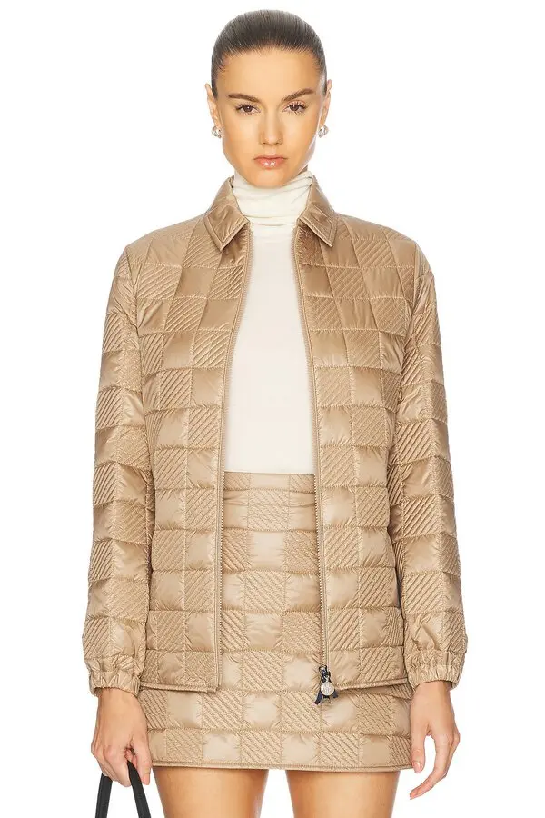 Moncler Zip Up Jacket - Tan