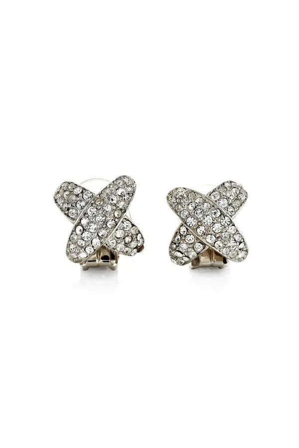 KENNETH JAY LANE Crystal Pave Clip On Earrings - Natural