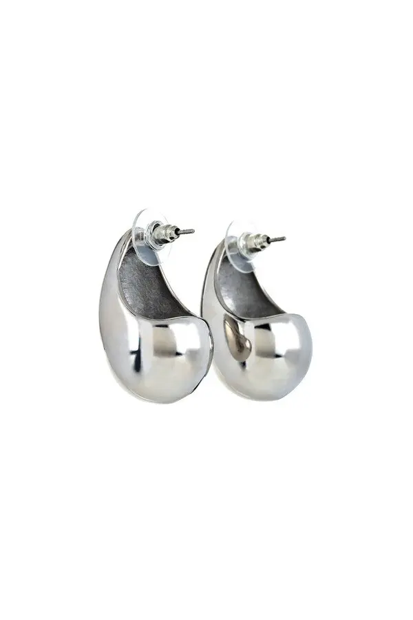 KENNETH JAY LANE Silver Tapered Hoop Earrings