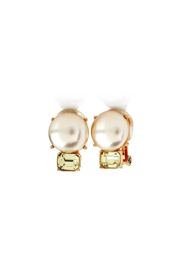 KENNETH JAY LANE Pearl & Jonquil Clip Earrings - Gold