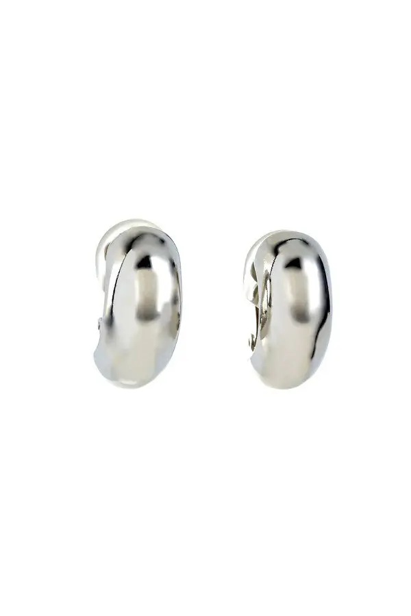 KENNETH JAY LANE Polished Hoop Clip Earrings - Silver