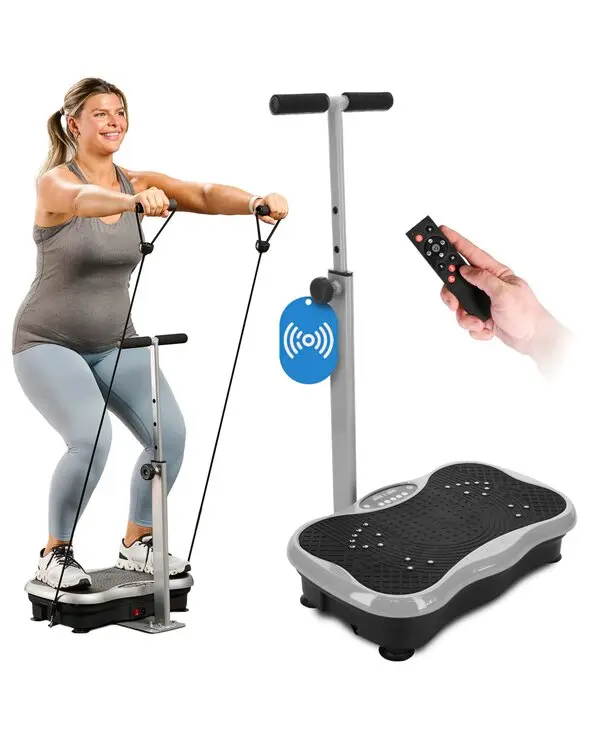 LIFEPRO Vibration Plate Machine With Handlebar & Acupoints For Full-body Fitness Dark Gray - Grey
