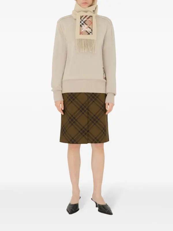 Burberry Cashmere Fringed Scarf - Neutrals